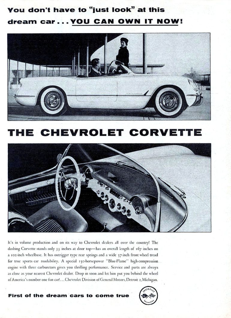 1954 Corvette Advertisements & Posters