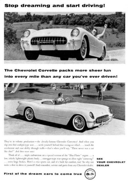 1954 Corvette Advertisements & Posters