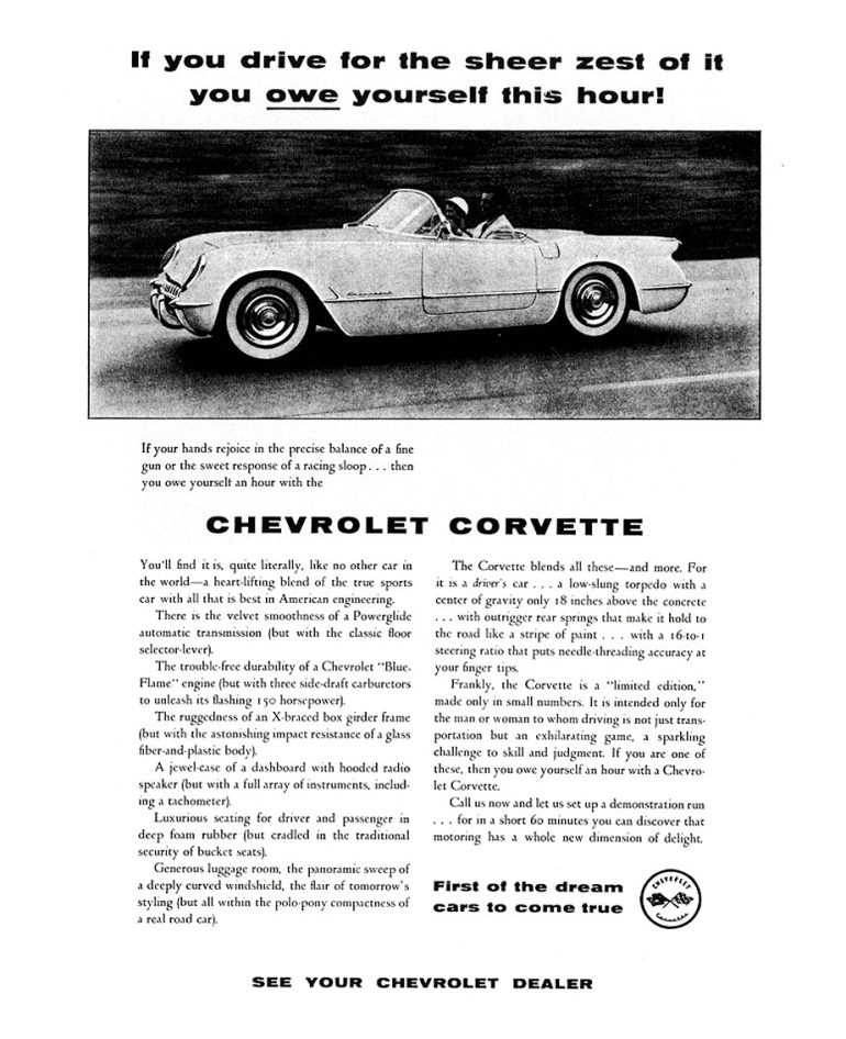 1954 Corvette Advertisements & Posters