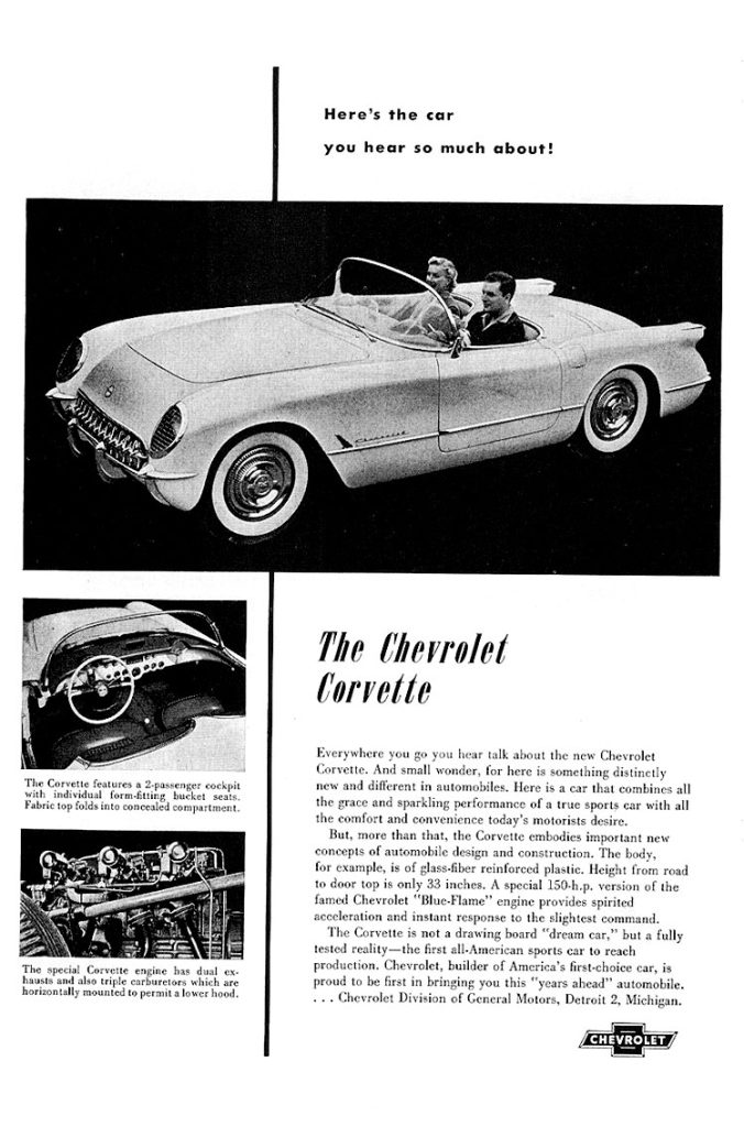 1954 Corvette Advertisements & Posters