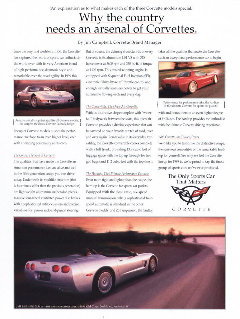 1999 Corvette Advertisements & Posters