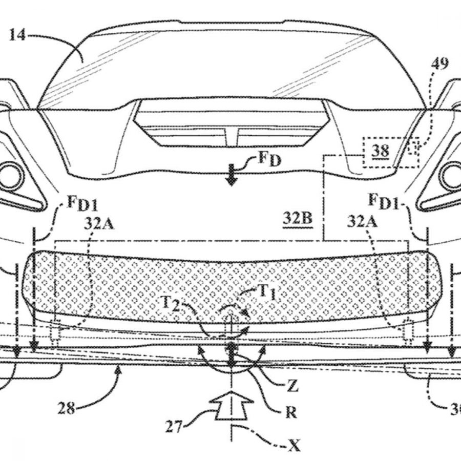 Does This Patent Show an Active Front Splitter on the C8 Corvette?