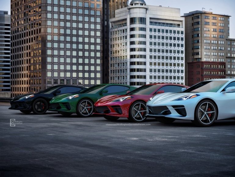 This Rendering of a Group of C8 Corvettes Is Beautiful
