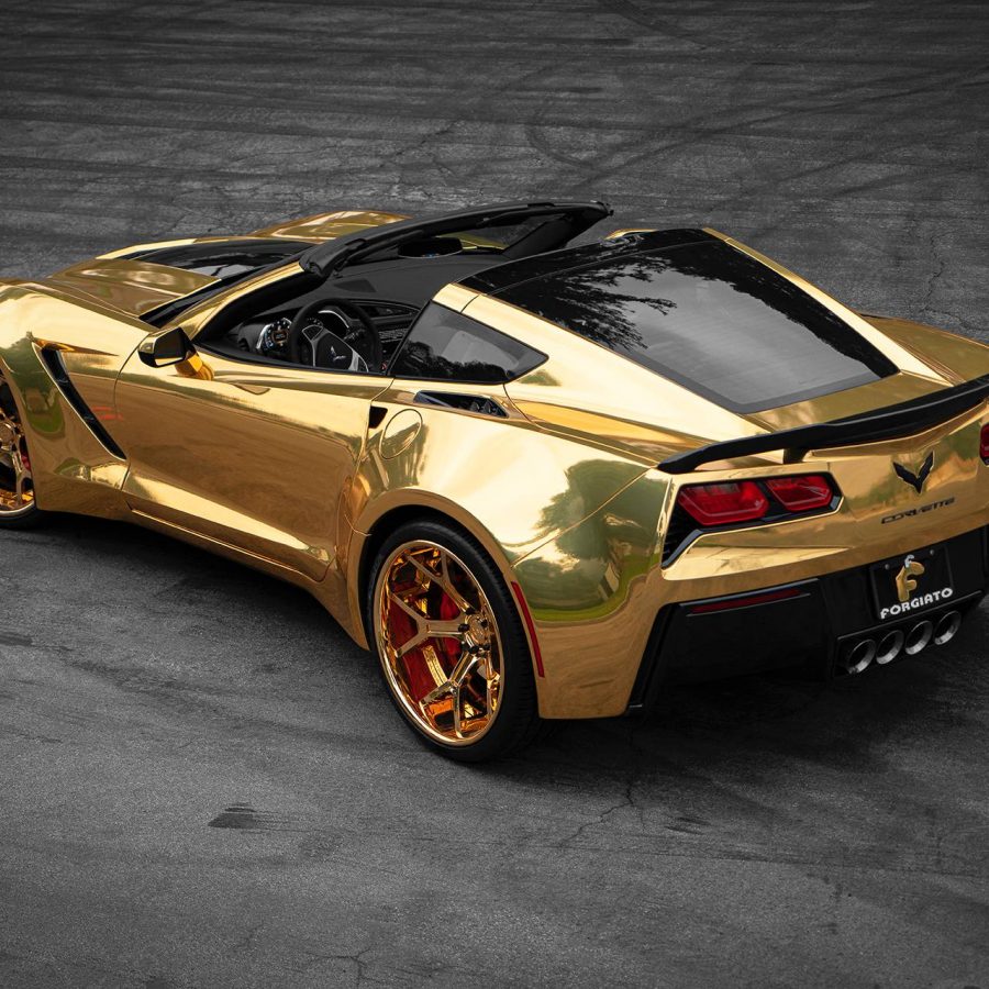 This Golden Convertible Widebody C7 Corvette Is Impossible to Ignore