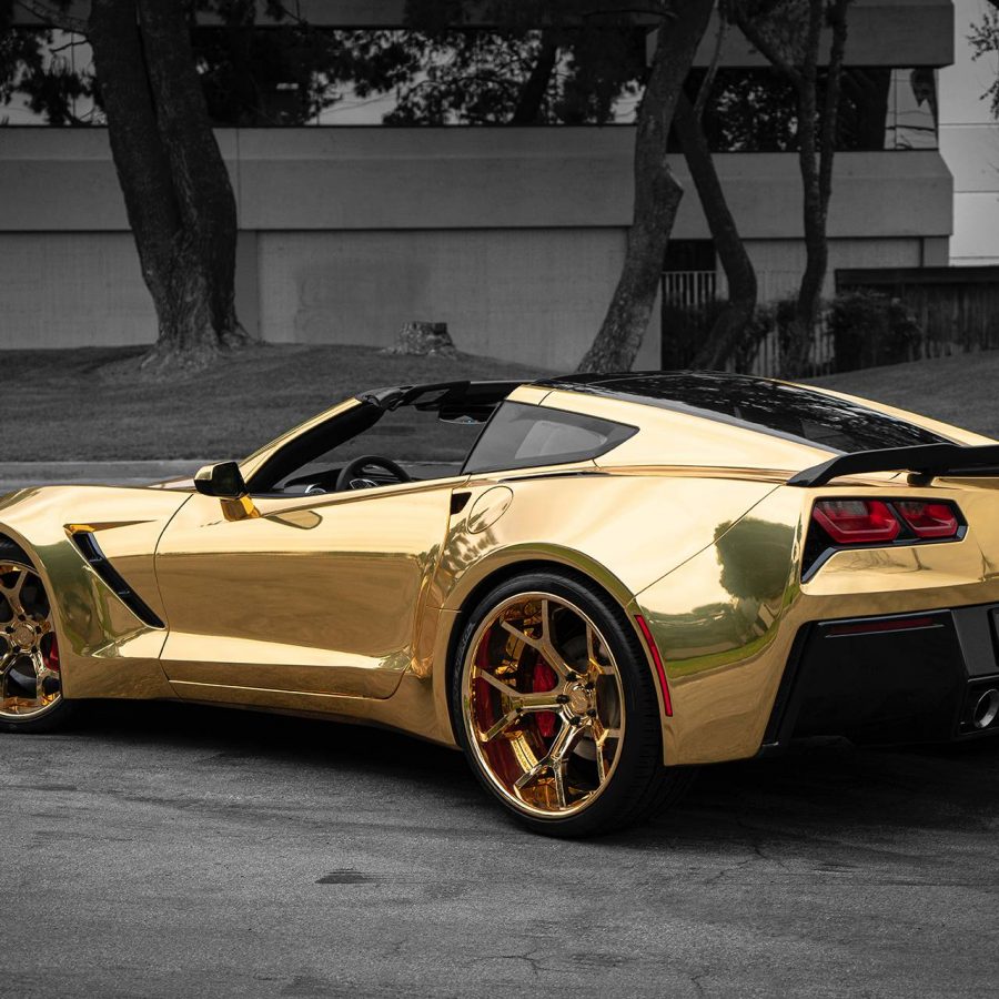 This Golden Convertible Widebody C7 Corvette Is Impossible to Ignore
