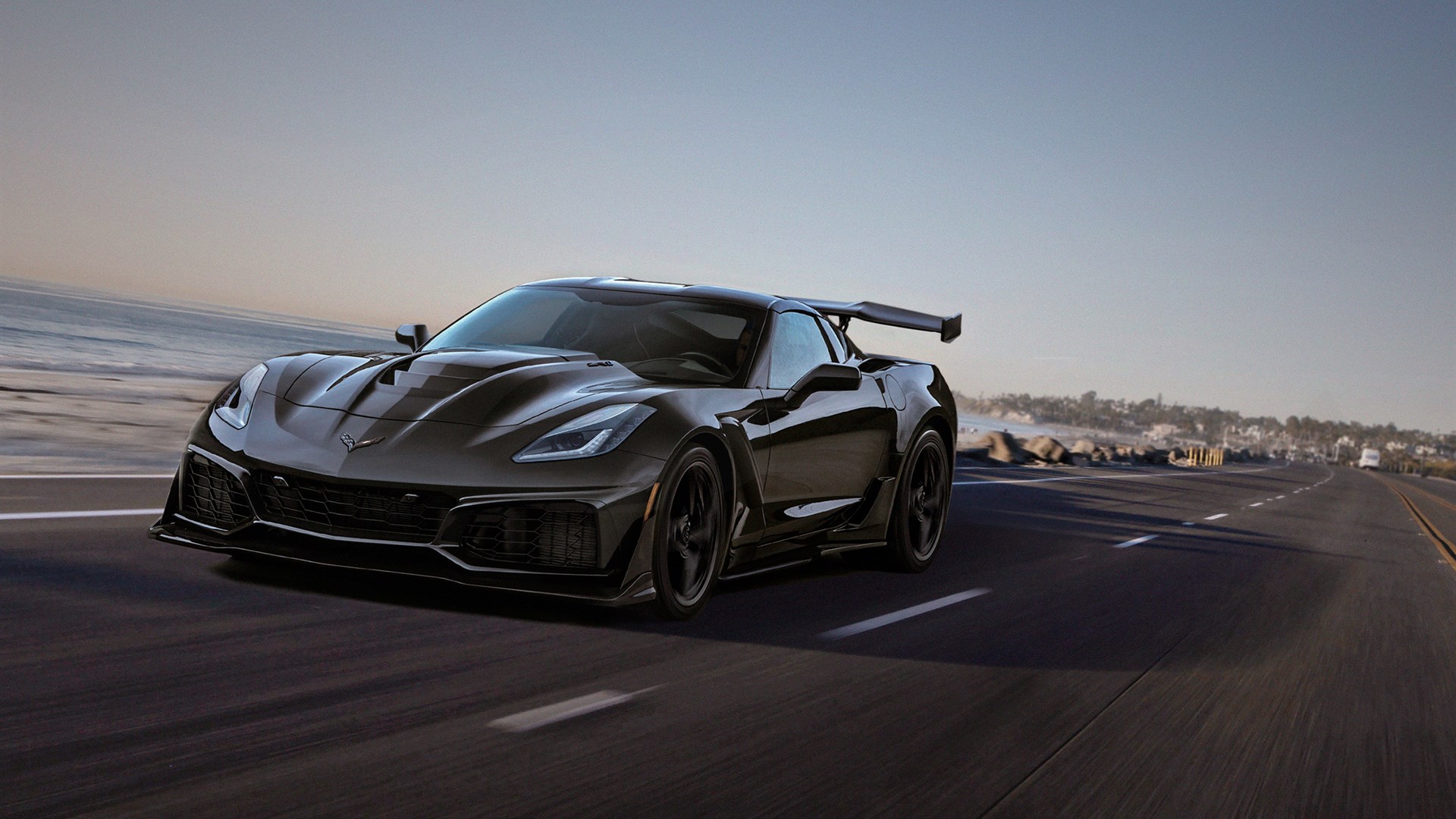 Chevrolet corvette zr1 2019 755hp 4k black supercar besthqwallpapers