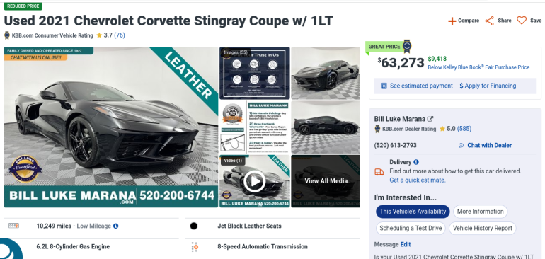 Market Alert: Every Used C8 At One Dealer Under MSRP, Top 5 Cheapest In ...