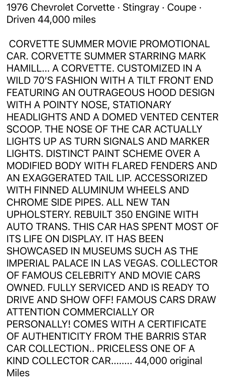 A Fiberglass Romance: Here's Your Chance To Own A Piece Of Corvette ...