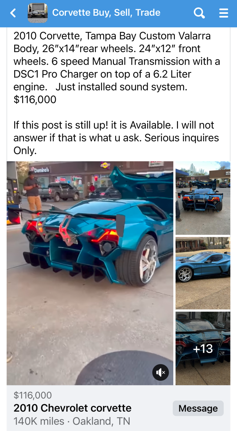 Valarra Vitriol: $116,000 Base C6 With Wild Body Kit Triggers Social Media